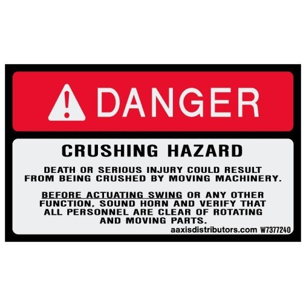 Crushing Hazard Safety Decal 3" x 5" - W7377240 - Vinyl Decals - AAxis ...