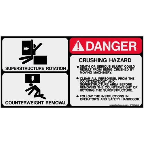 Counterweight Rotation Safety 5.5" x 11" - W7378180 - Vinyl Decals ...