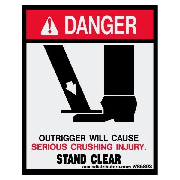 Outriggers Stand Clear Safety 5x4 - W85893 - Vinyl Decals - AAxis ...