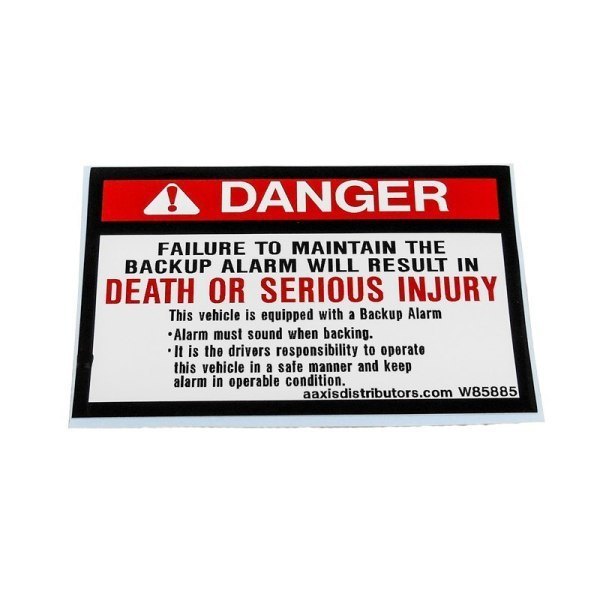 Backup Alarm Safety Decal 2x3.5 2-Pack - W85885 - Vinyl Decals - AAxis ...